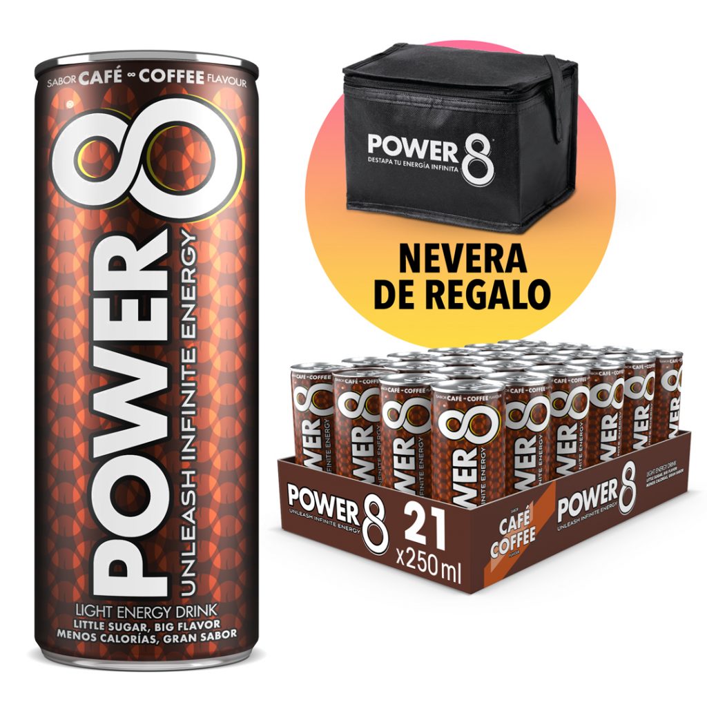 21 Latas Power 8 | Café con nevera de regalo | Power 8